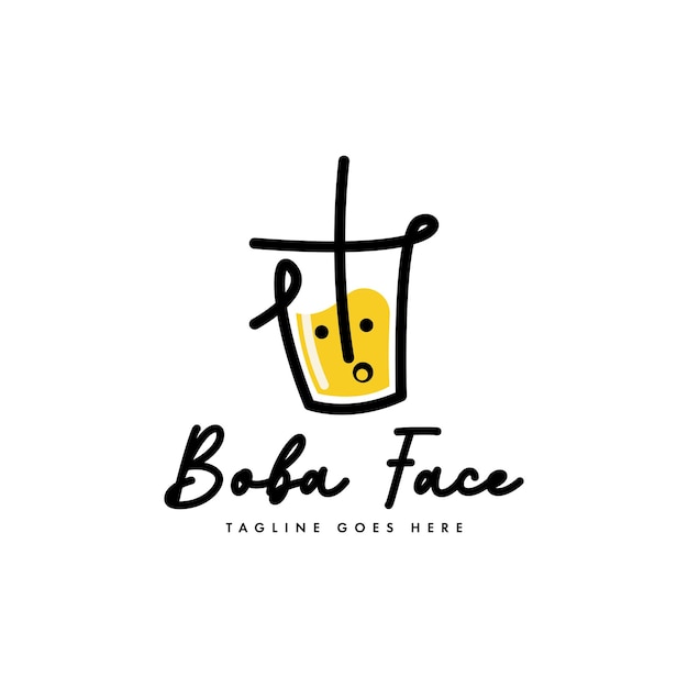 Refreshing Boba Face Logo with Vibrant Bubble Tea | Jiffy Designs