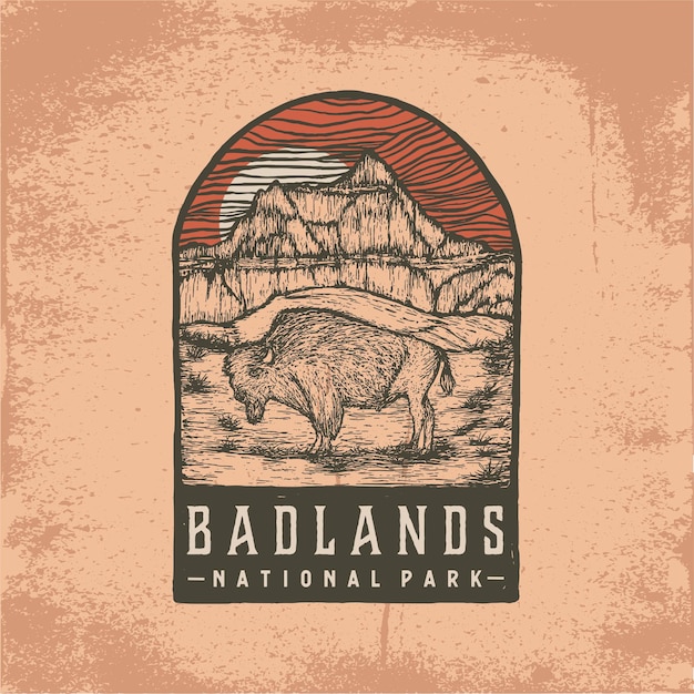 Majestic Bison Roaming Badlands National Park Landscape | Jiffy Designs