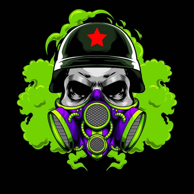 Ominous Gas-Masked Skull with Communist Insignia and Toxic Fumes ...