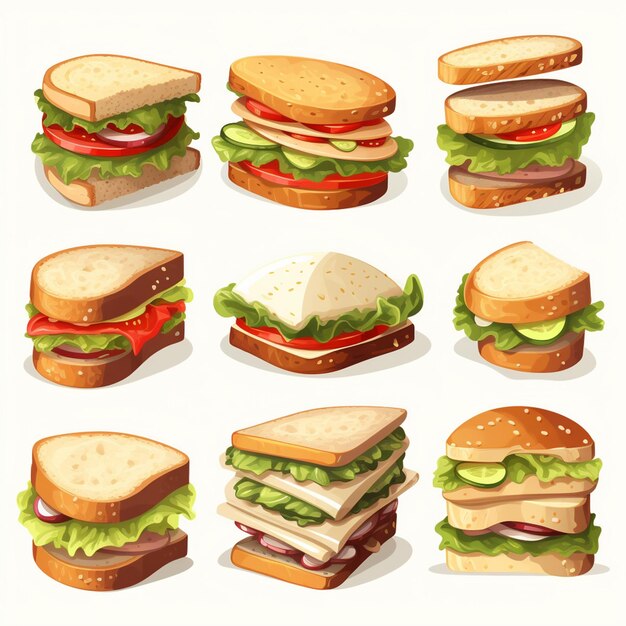 Delightful Collection of Gourmet Sandwich Designs for Versatile Use ...
