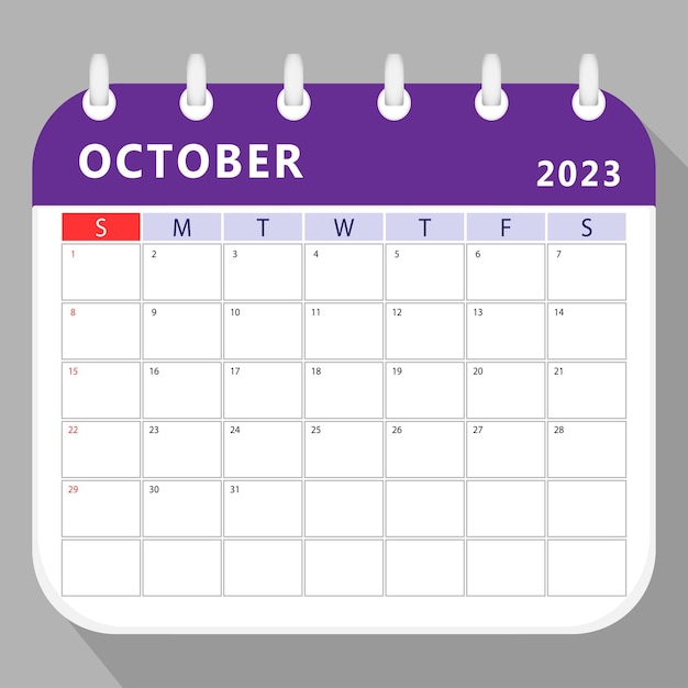 Vibrant Purple October 2023 Calendar with Minimalist Design | Jiffy Designs