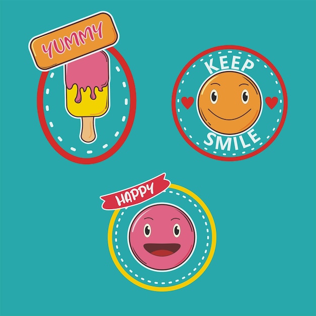 Cheerful Badges with Smiling Desserts and Uplifting Phrases | Jiffy Designs