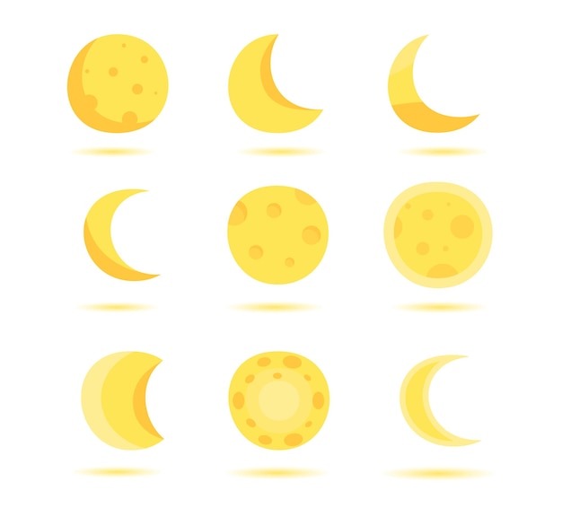 Vibrant Celestial Phases: Crescent, Gibbous, and Full Moons | Jiffy Designs