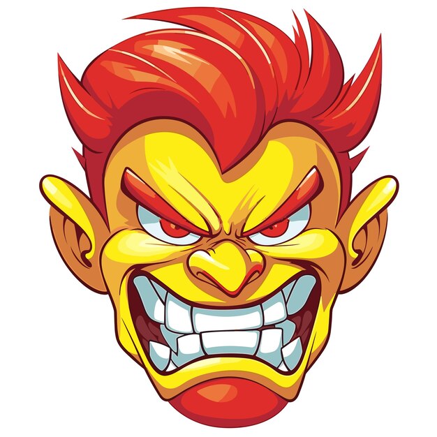 Fierce Cartoon Face with Fiery Red Hair | Jiffy Designs