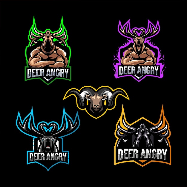 Vibrant Deer Angry Mascot Logos for Apparel and Branding | Jiffy Designs