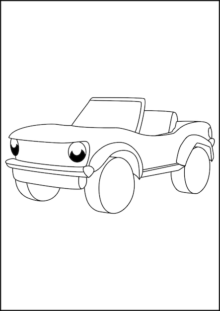 Sleek and Sporty Convertible Car in Minimalist Outline | Jiffy Designs