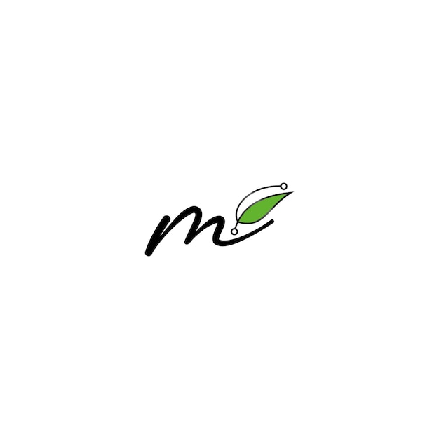 Elegant Cursive 'M' with Vibrant Green Leaf Accent | Jiffy Designs