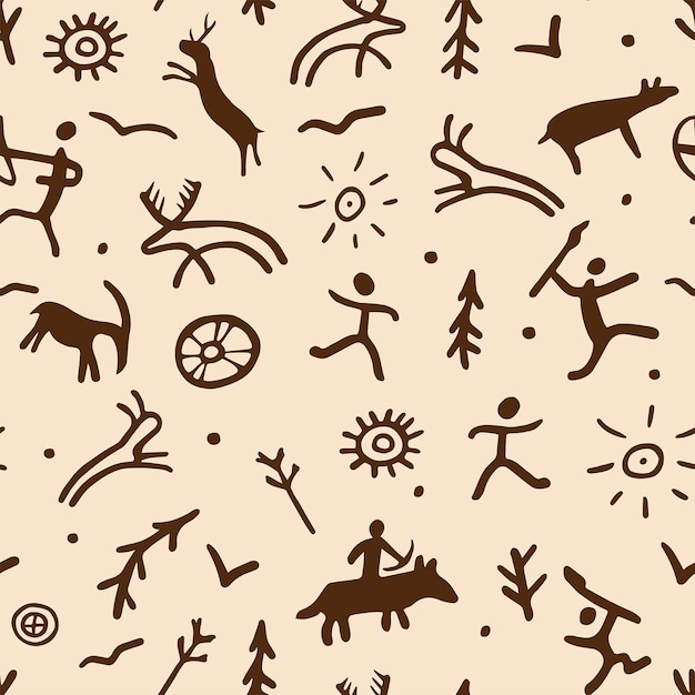 Vibrant Primitive Symbols and Figures in Earthy Tones | Jiffy Designs