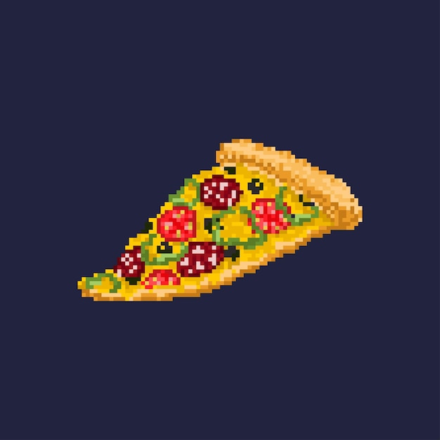 Delectable Pixel Pizza Slice with Vibrant Toppings | Jiffy Designs