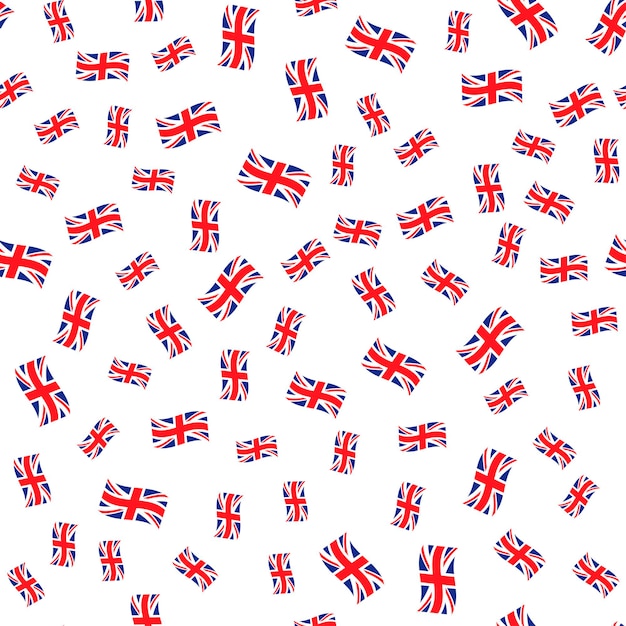 Vibrant Union Jack Flags Scattered Across a Crisp White Canvas | Jiffy ...
