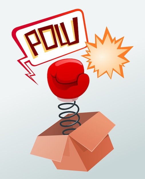 Explosive Boxing Glove Bursting Out of a Box Illustration | Jiffy Designs