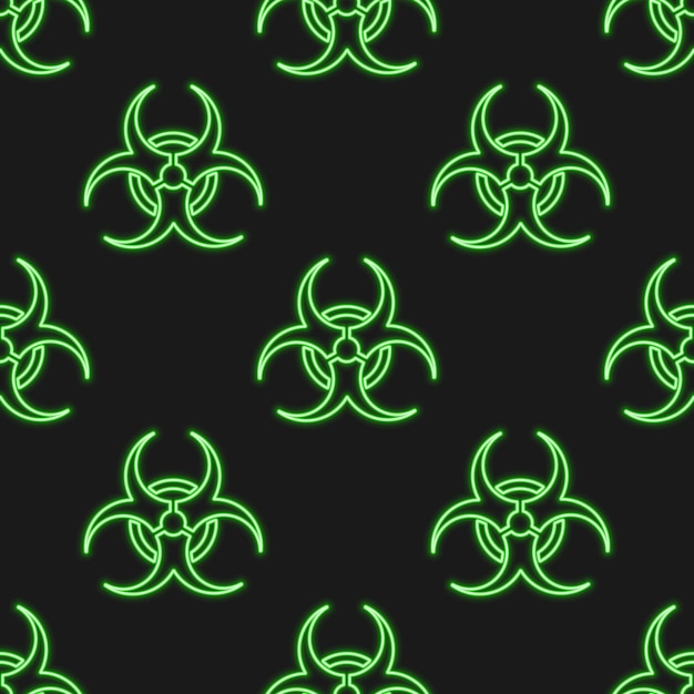 Glowing Green Biohazard Symbol Pattern on Black Background | Jiffy Designs