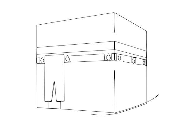 Simple Outline Sketch of the Iconic Kaaba Shrine | Jiffy Designs