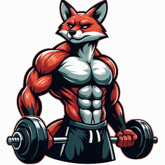 Powerful Fitness Fox Lifting Weights | Jiffy Designs