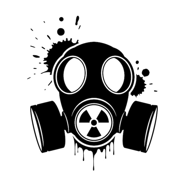 Striking Black and White Gas Mask with Radioactive Symbol | Jiffy Designs
