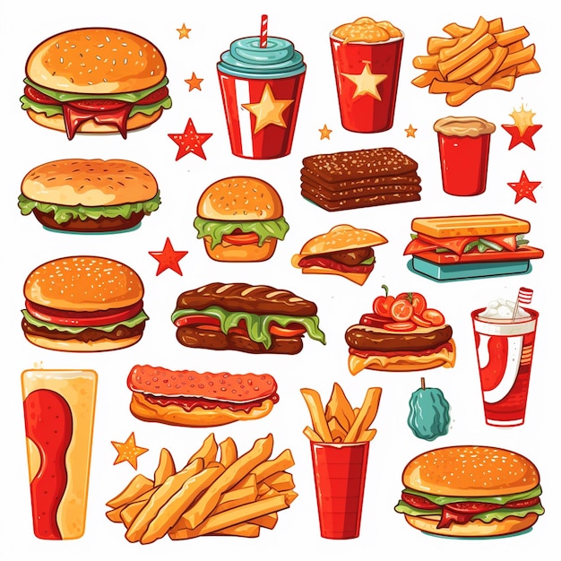 Vibrant Collection of Iconic Fast Food Favorites | Jiffy Designs
