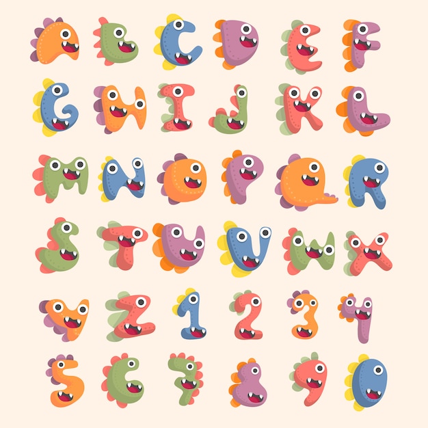 Colorful and Whimsical Monster Alphabet Collection | Jiffy Designs