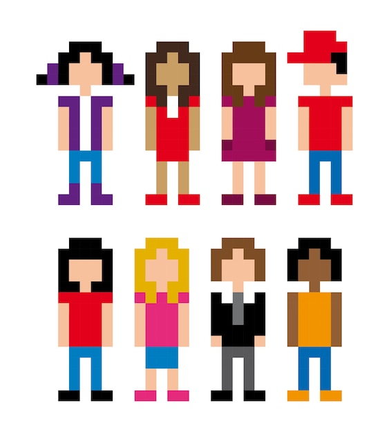 Pixelated Characters Collection: Diverse and Vibrant Digital Avatars ...
