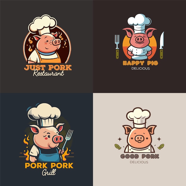 Charming Pig Chef Illustrations for Culinary Branding | Jiffy Designs