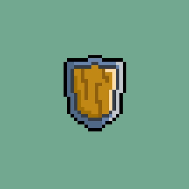 Iconic Pixel Art Shield with Gleaming Gold Design | Jiffy Designs