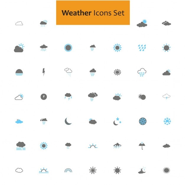 Diverse Weather Icons Collection with Clouds, Sun, and Snowflakes ...