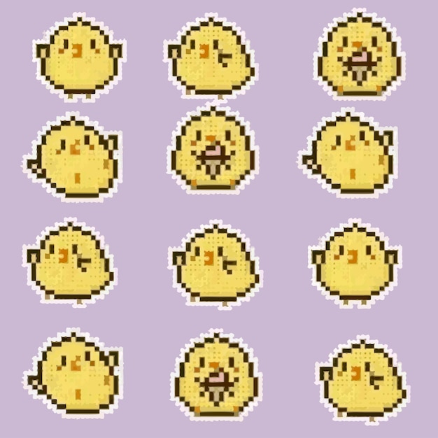 Adorable Pixel Art Chicks in Vibrant Yellow Hues | Jiffy Designs