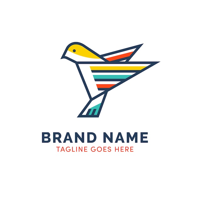 Stylized Colorful Bird Logo with Brand Name and Tagline | Jiffy Designs