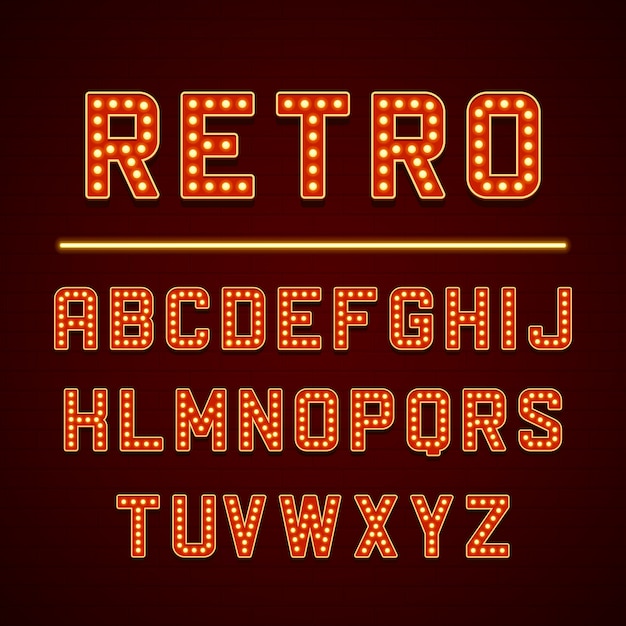 Glowing Retro Marquee Light Bulb Alphabet and Typography | Jiffy Designs