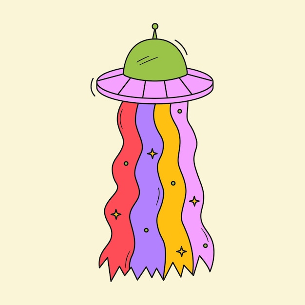Whimsical Alien Spacecraft with Vibrant Trailing Ribbons | Jiffy Designs