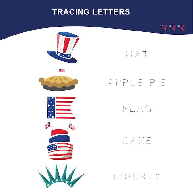 Patriotic Symbols: Tracing Letters and Shapes | Jiffy Designs