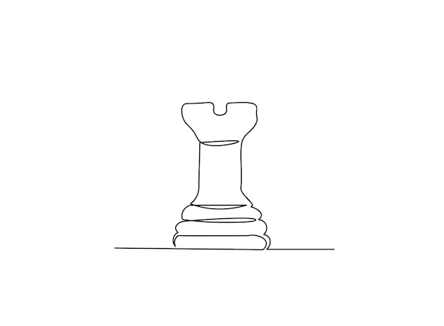 Minimalist Chess Rook Outline on White Background | Jiffy Designs