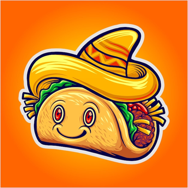 Cheerful Taco Mascot with Sombrero Hat | Jiffy Designs