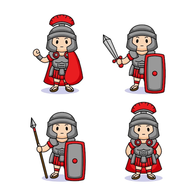 Brave Roman Soldiers in Vibrant Cartoon Attire | Jiffy Designs