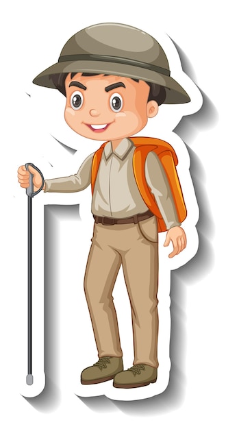 Cheerful Explorer Boy in Safari Gear with Walking Stick | Jiffy Designs