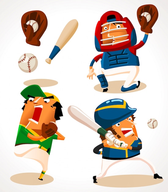 Playful Baseball Characters in Dynamic Poses | Jiffy Designs