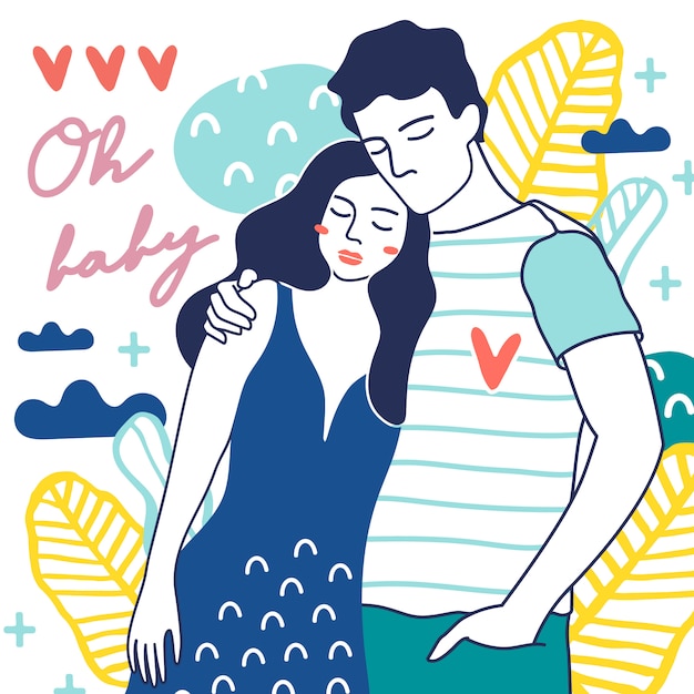 Loving Embrace: A Whimsical Couple's Portrait | Jiffy Designs