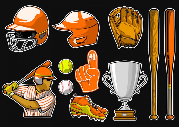 Vibrant Baseball Gear and Equipment Illustrated Icons | Jiffy Designs