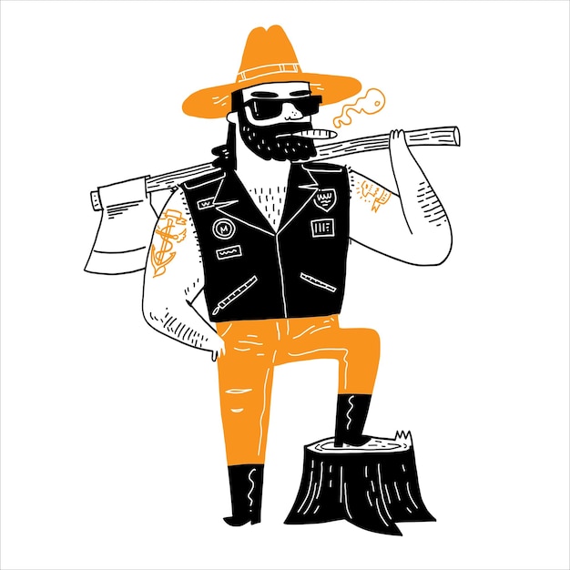 Rugged Outlaw with Cigar and Rifle in Vibrant Illustration | Jiffy Designs