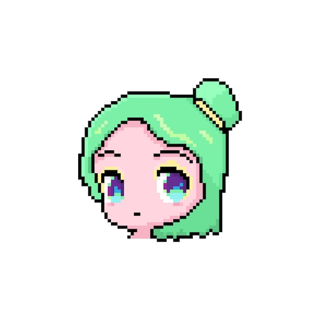 Whimsical Pixel Art Portrait of a Charming Anime-Inspired Character ...
