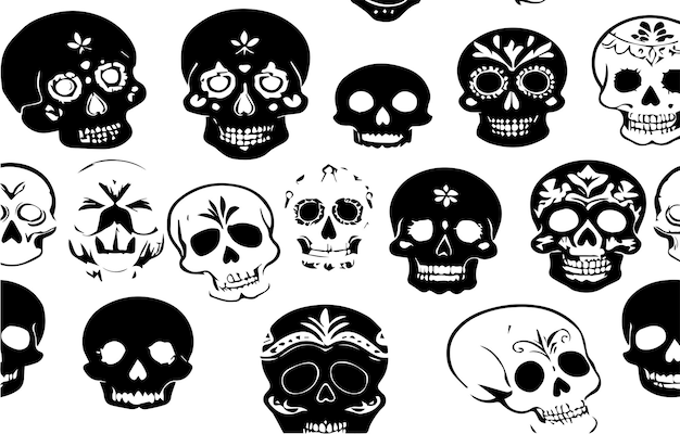 Vibrant Skull Motifs in Striking Black and White | Jiffy Designs