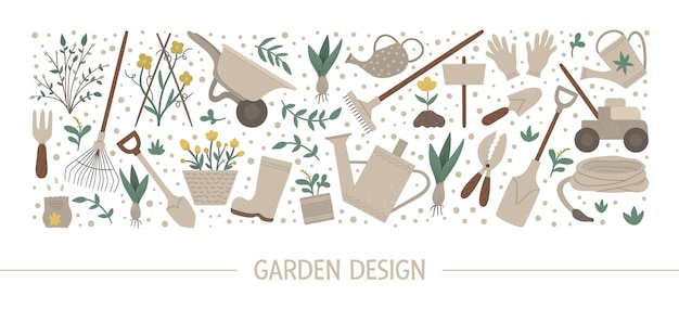 Rustic Garden Tools and Elements Illustrated Collection | Jiffy Designs