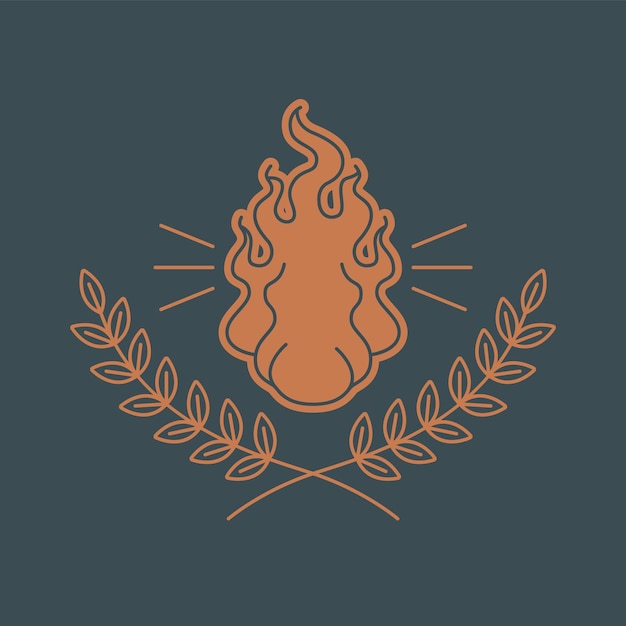 Captivating Flame Emblem with Elegant Laurel Wreath | Jiffy Designs