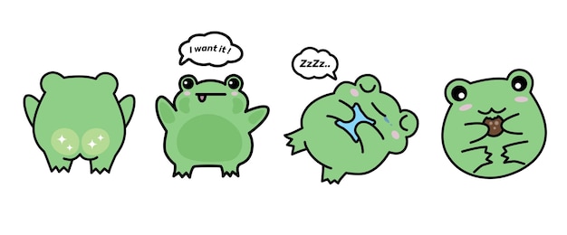 Adorable Frog Illustrations with Expressive Poses and Quirky Dialogue ...