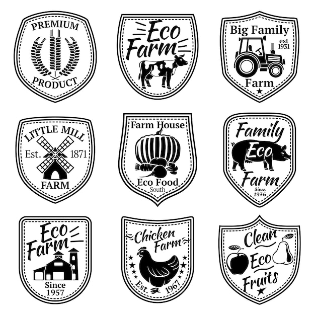 Rustic Farmhouse Badges: Eco-Friendly, Family, and Premium Produce ...