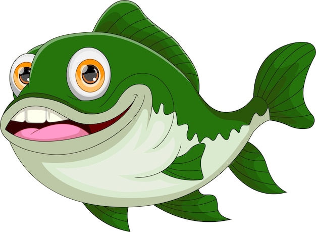 Playful Green Fish with Expressive Eyes and Toothy Grin | Jiffy Designs