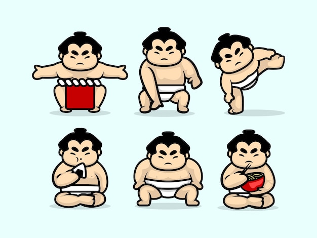 Playful Sumo Wrestlers in Vibrant Cartoon Illustration | Jiffy Designs
