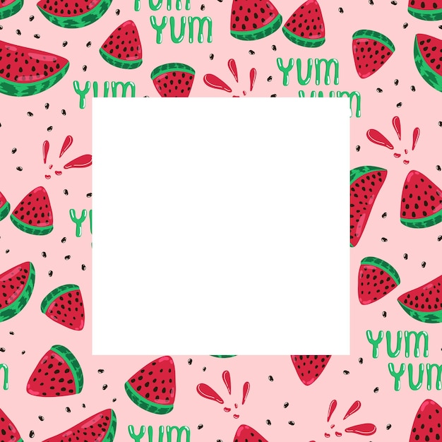 Vibrant Watermelon Slices and 'Yum Yum' Text | Jiffy Designs