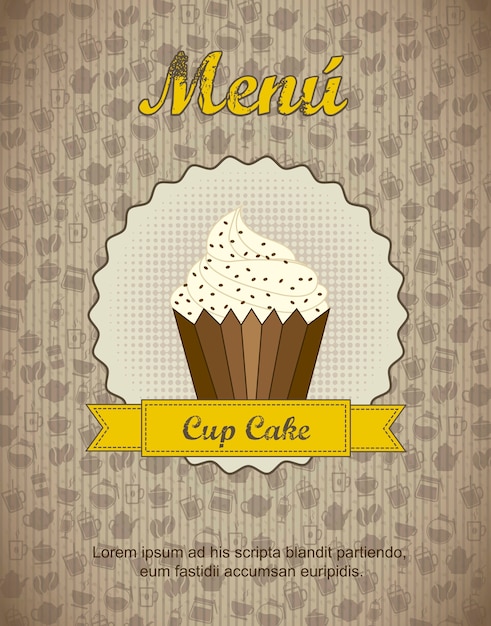 Vintage Style Cupcake Illustration with 'Menu' Text Overlay | Jiffy Designs