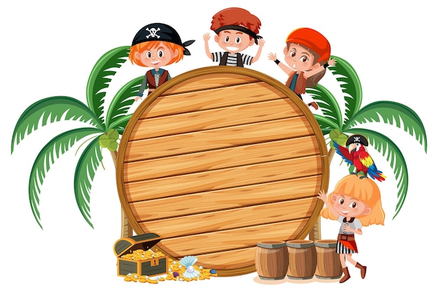 Vibrant Pirate-Themed Wooden Backdrop with Playful Kids | Jiffy Designs