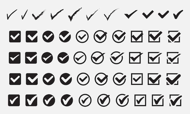 Diverse Checkmark Icons in Monochrome Minimalist Design | Jiffy Designs